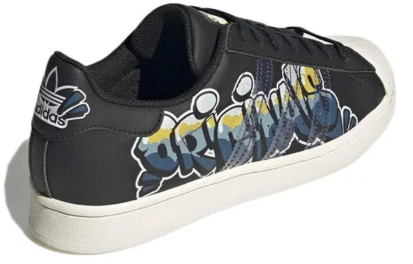 Adidas Originals Superstar "graffiti" Low Top Sneakers - Black/blue/white