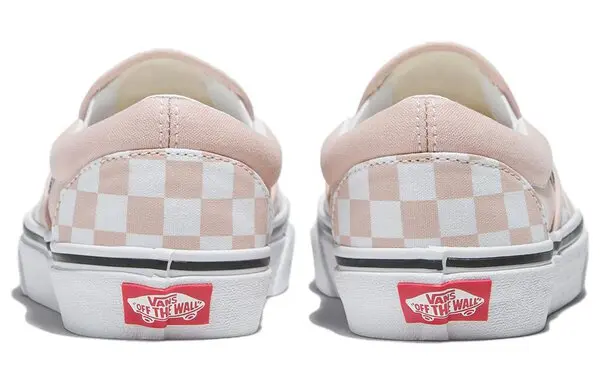VANS Classic Slip-on Checkerboard Sneakers - White/pink