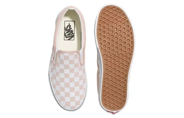 VANS Classic Slip-on Checkerboard Sneakers - White/pink