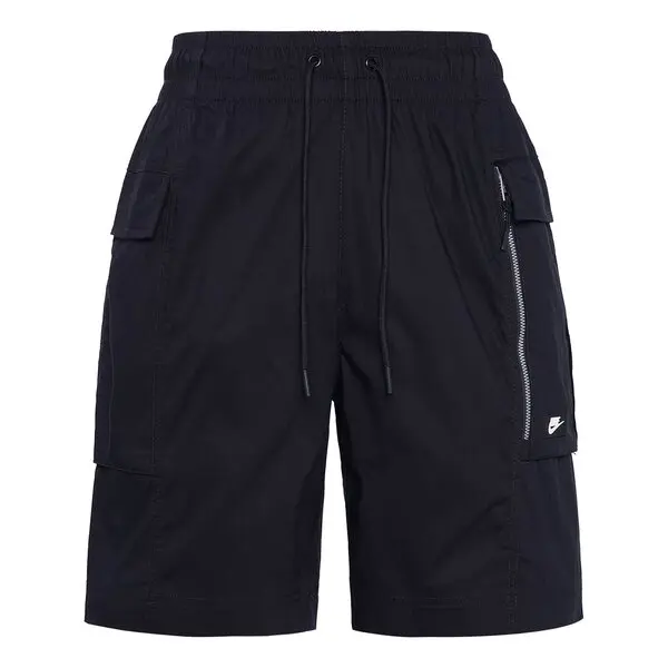 Nike Sports Shorts Elastic Waist Breathable Fitness Workout Sportswear - Black