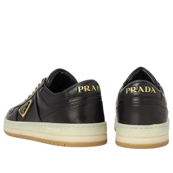Prada Downtown Leather Low Top Sneakers - Black/gum