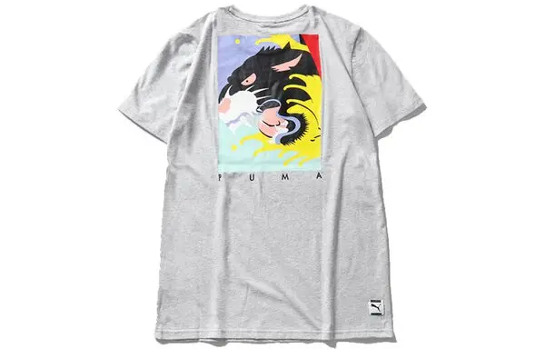 PUMA Fierce Cat Tee Printing Short Sleeve Couple Style Gray