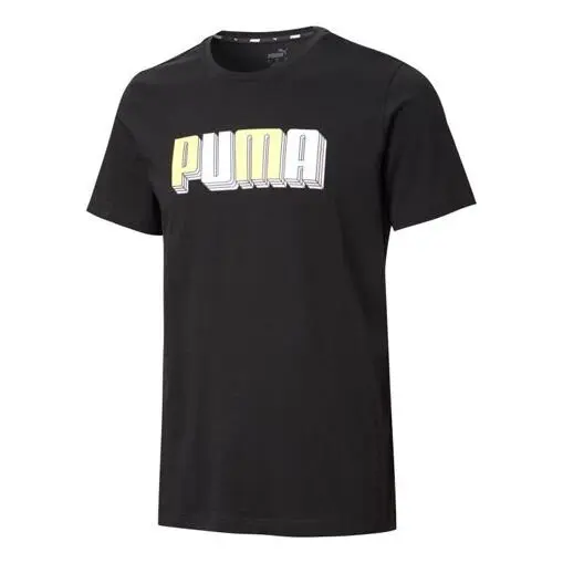 PUMA Celebration Graphic Alphabet Printing Short Sleeve - Black