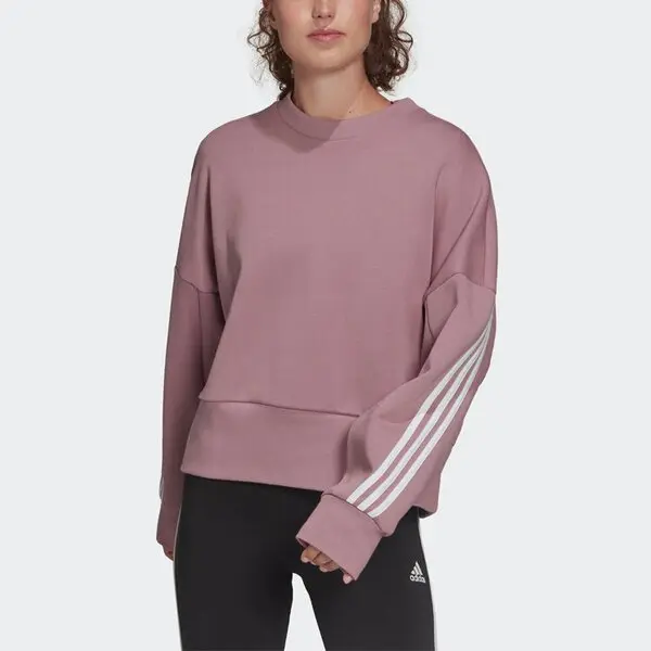 Adidas W Fi 3s Crew Stripe Sports Pullover - Tan