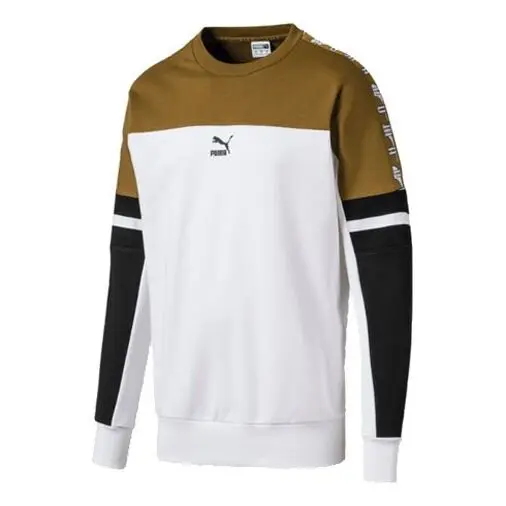 PUMA Logo Printing Colorblock Round Neck - White
