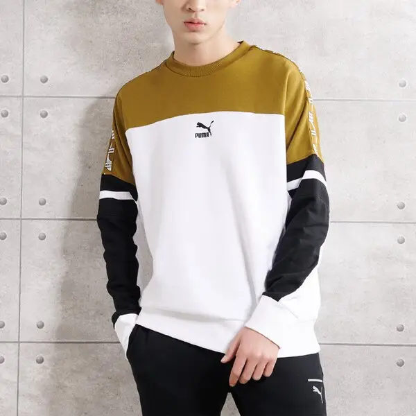 PUMA Logo Printing Colorblock Round Neck