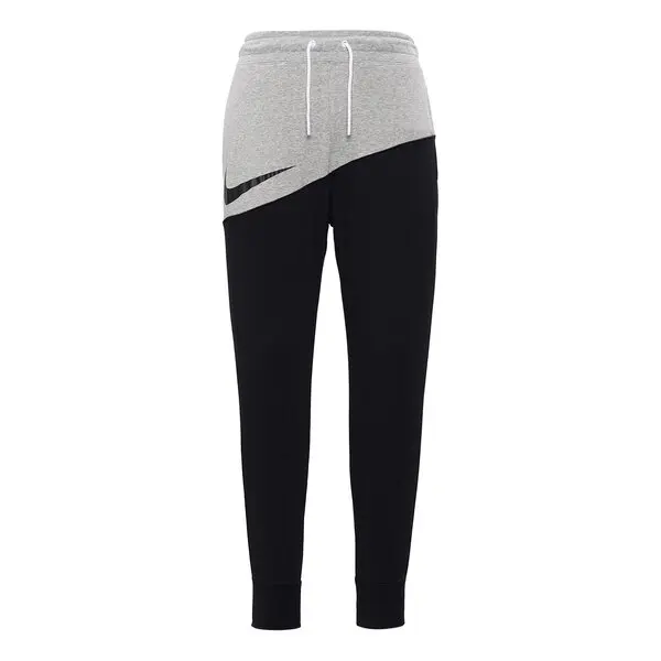 Nike Large Logo Splicing Knit Casual Sports Pants/trousers/joggers Autumn Black Gray Colorblock - Grey