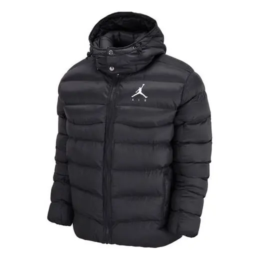 JORDAN Air Padded Hooded Zip-up Jacket - Black