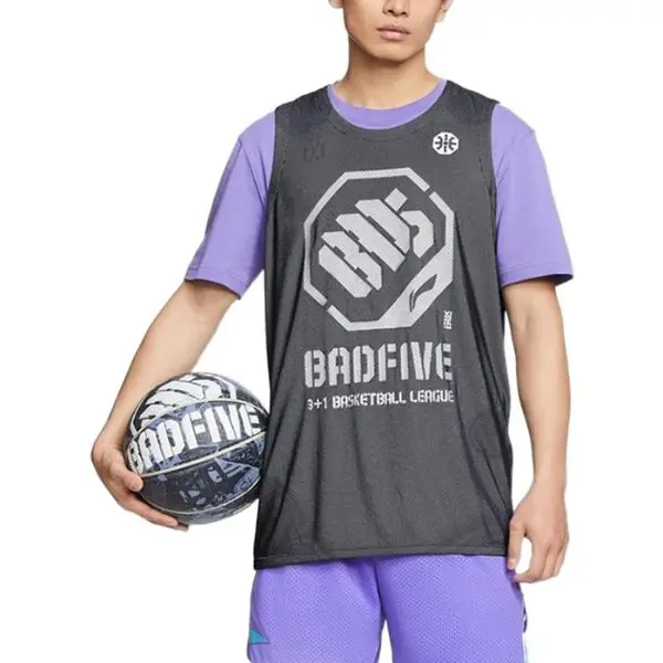 LI-NING Bad Five Series Jersey Grey White