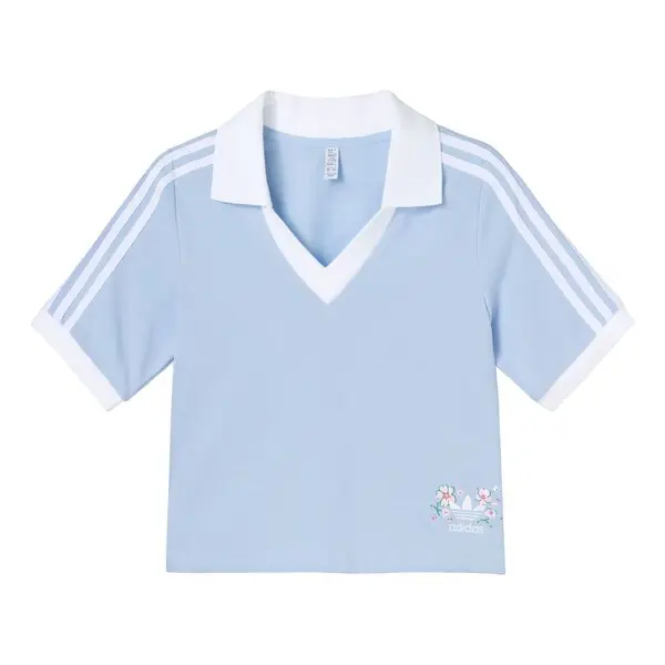 Adidas Short Sleeve Collared Top - Blue/multi-color