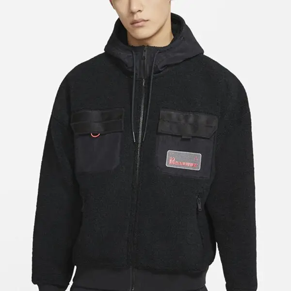 JORDAN Zipper Fleece Windproof Stay Warm Hooded Jacket