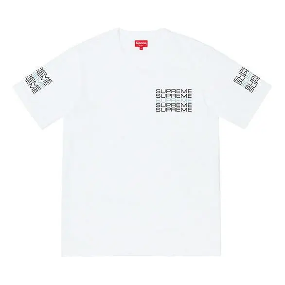 Supreme Ss19 Stack Logo Tee Logo Round Neck Short Sleeve - White