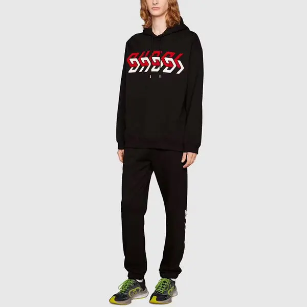 Gucci Jersey Hoodie With Mirror Print - Black/red