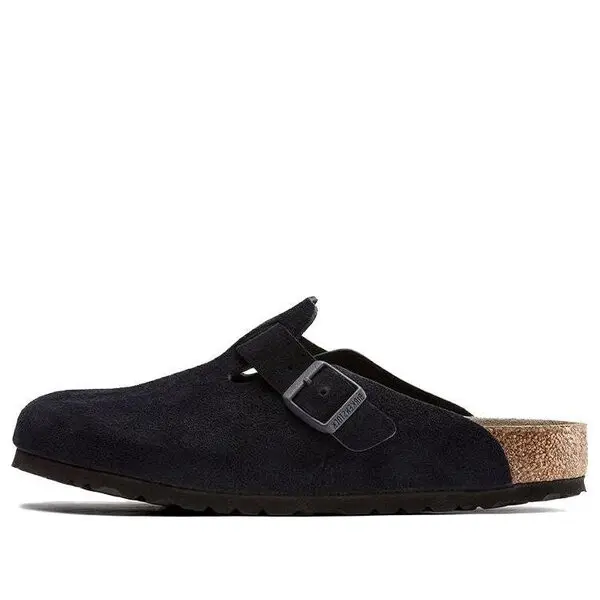 BIRKENSTOCK Boston Suede Leather Clogs - Black