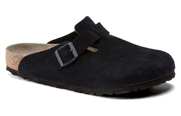 BIRKENSTOCK Boston Suede Leather Clogs - Black