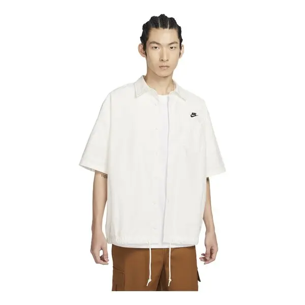 Nike Club Short Sleeve Oxford Button-down Shirt Asia Sizing 'sail - Sail/black