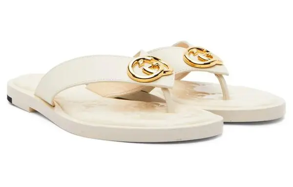 Gucci Leather Interlocking G Thong Sandals