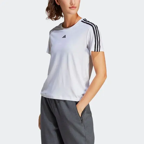 Adidas Aeroready Train Essentials 3-stripes T-shirt Asia Sizing 'white Black