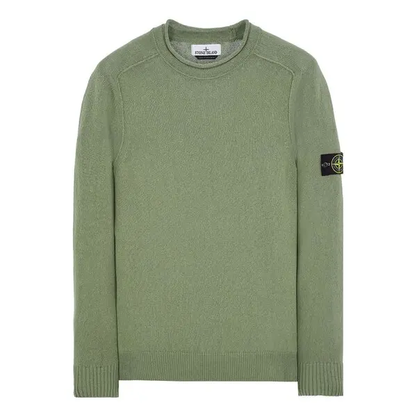 Stone Island Logo Patch Crewneck Knitted Jumper - Green