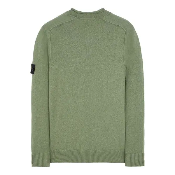 Stone Island Logo Patch Crewneck Knitted Jumper - Green