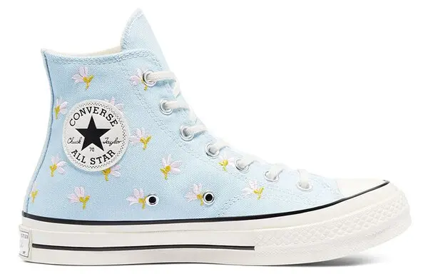 CONVERSE Chuck 70 High Top Embroidered Floral Print Chambray Blue - Blue/multi-color