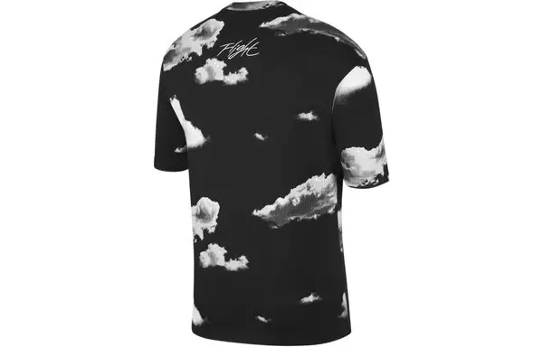 JORDAN Casual Printing Round Neck Pullover Short Sleeve Black T-shirt
