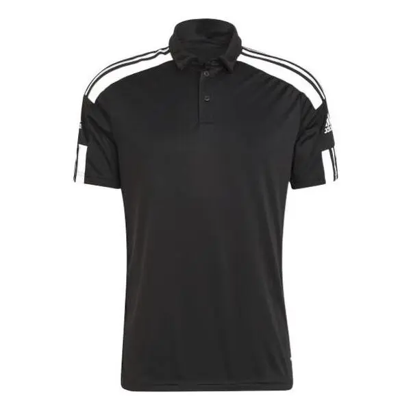 Adidas Alphabet Logo Stripe Printing Short Sleeve Black Polo Shirt - Default Color