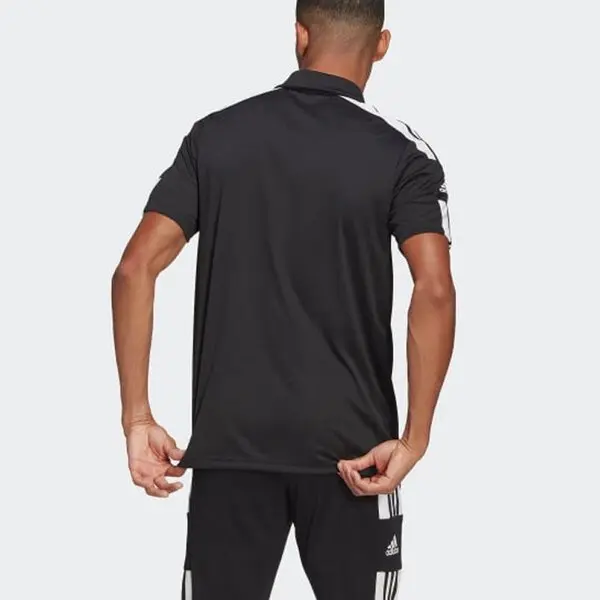 Adidas Alphabet Logo Stripe Printing Short Sleeve Black Polo Shirt