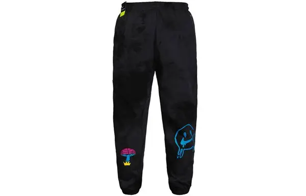 Nike Graffiti Embroidered Basketball Sports Fleece Lined Stay Warm Knit Long Pants - Black