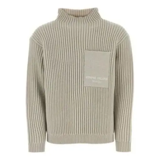 Stone Island Ribbed Turtleneck Sweater With Pocket Detail - Beige