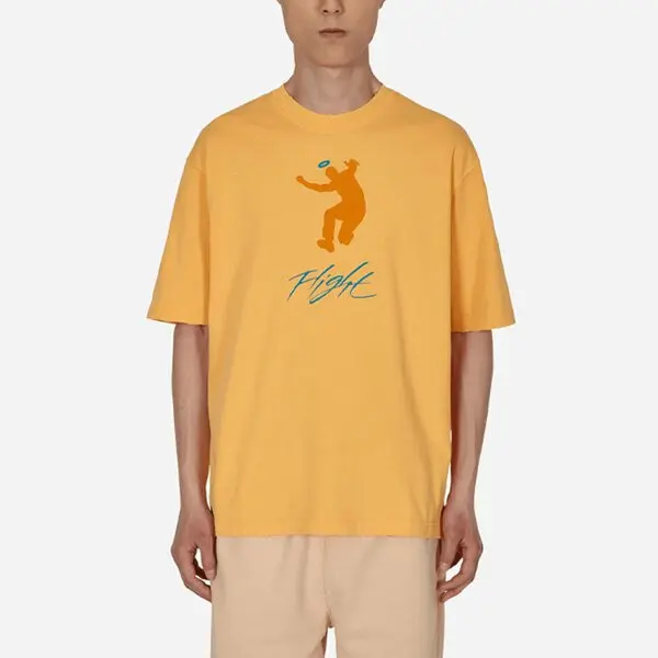 JORDAN X Union Crossover Solid Color Character Alphabet Printing Round Neck Short Sleeve Asia Edition Yellow - Default Color