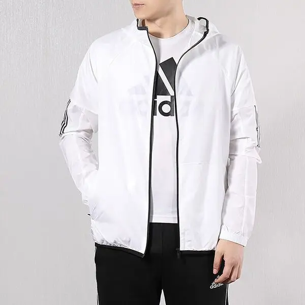 Adidas Hooded Sports Jacket With Three-stripes Detail