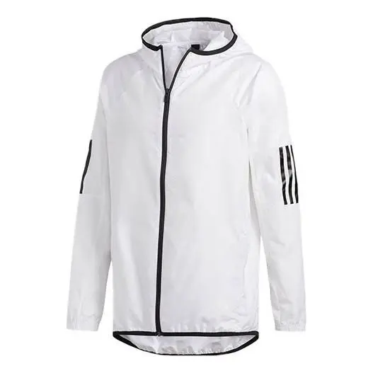 Adidas Hooded Sports Jacket With Three-stripes Detail - White