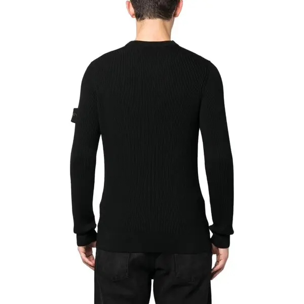 Stone Island Ribbed Crew Neck Sweater - Black