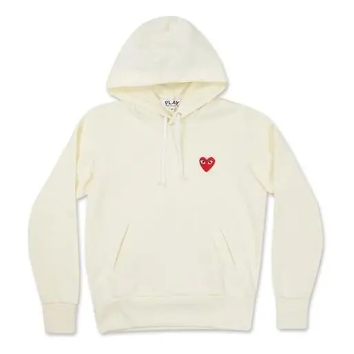 Play Comme Des Garcon Red Heart Hoodie - Ivory