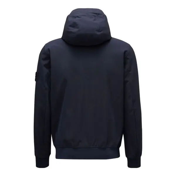 Stone Island Soft Shell Hooded Zip-up Jacket - Navy