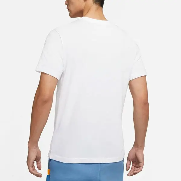 Nike Lebron Pattern Printing Round Neck Short Sleeve White