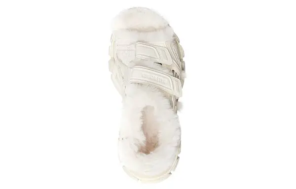 Balenciaga Track Sandals With Faux Fur