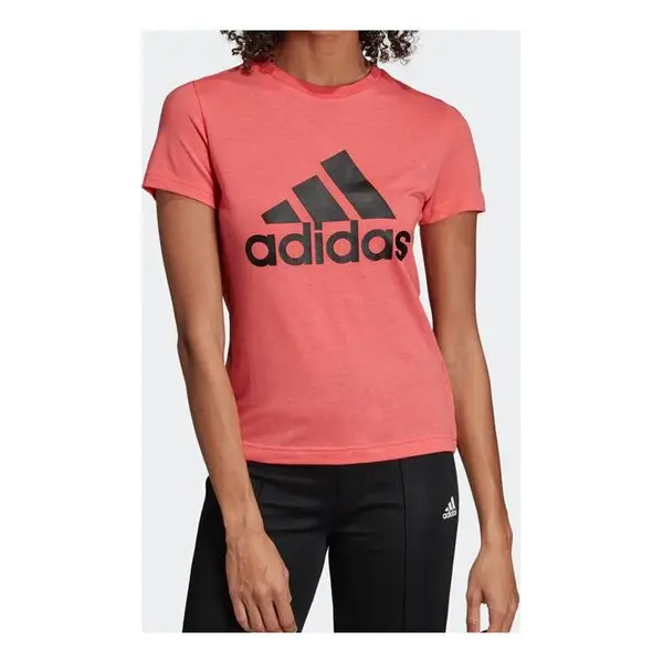 Adidas Logo Print Short Sleeve T-shirt - Pink