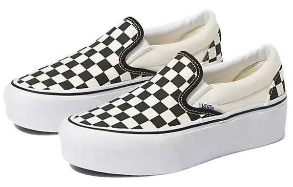 VANS Classic Slip-on Stackform Checkerboard Sneakers - Black/white