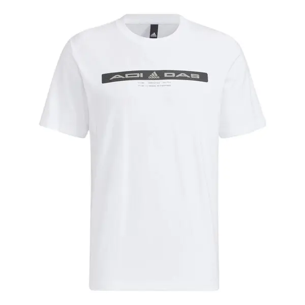 Adidas Th Refbar Tee Alphabet Pattern Printing Sports Short Sleeve White