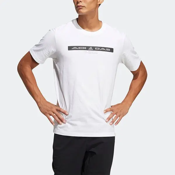 Adidas Th Refbar Tee Alphabet Pattern Printing Sports Short Sleeve White