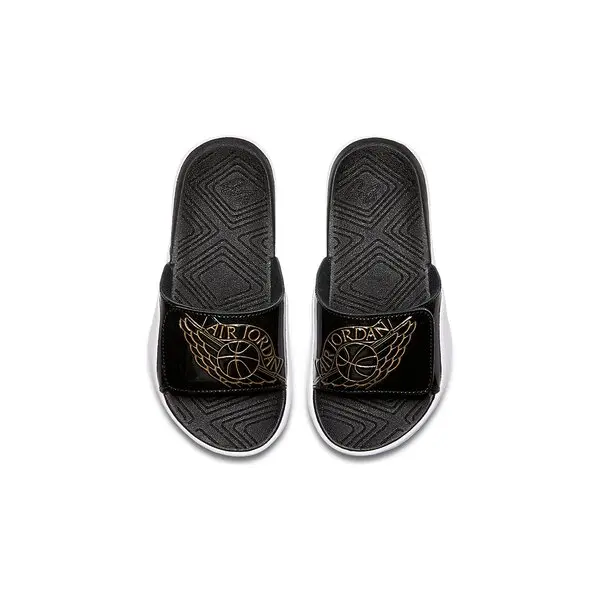 JORDAN Air Hydro 7 Metallic Gold Slides - Black