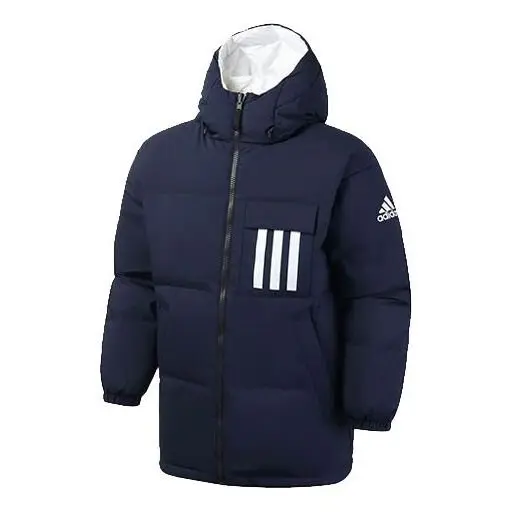 Adidas Reversible Hooded Down Jacket - Navy