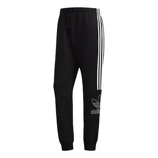 Adidas Originals Logo Printing Casual Bundle Feet Sports Long Pants - Black
