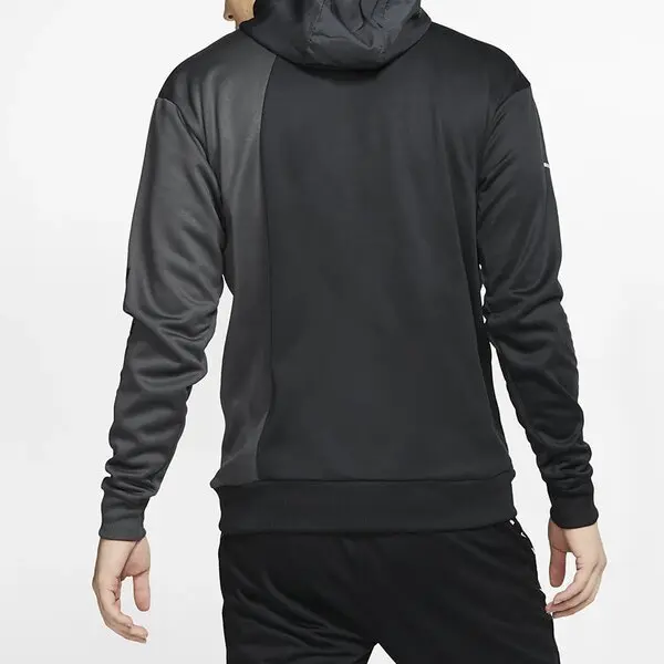 Nike Alphabet Logo Printing Zipper Reflective Hooded Drawstring Black Gray