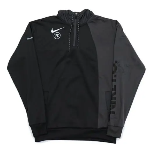 Nike Alphabet Logo Printing Zipper Reflective Hooded Drawstring Black Gray - Blackgray