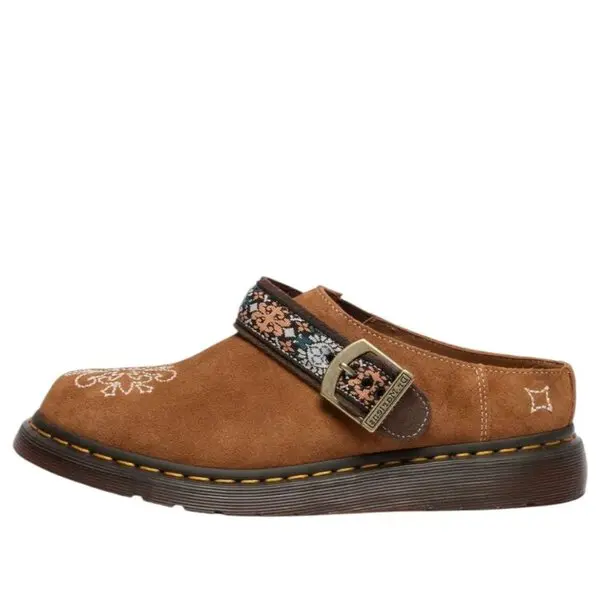 Dr. Martens Isham Suede And Jacquard Mules - Brown