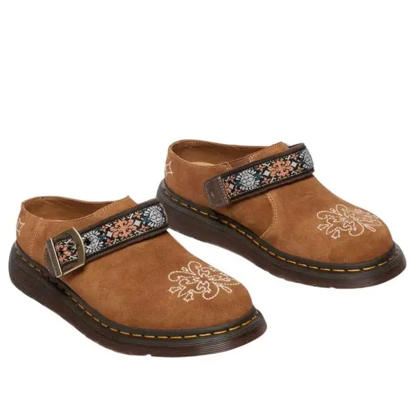 Dr. Martens Isham Suede And Jacquard Mules - Brown