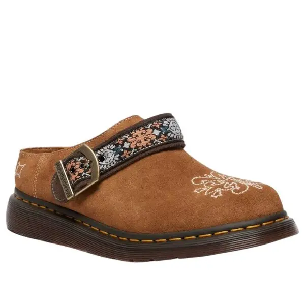 Dr. Martens Isham Suede And Jacquard Mules - Brown